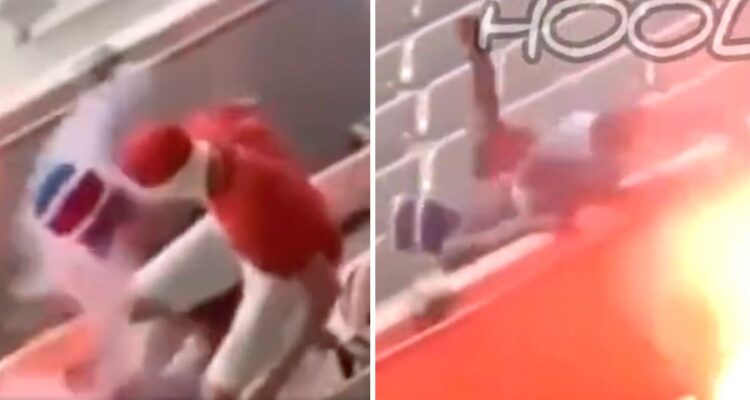 Captan momento exacto en que hincha fue empujado y cae de tribuna en ...