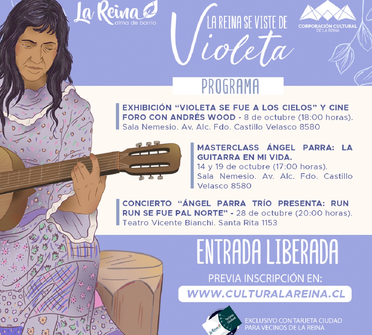 La Reina celebra los 105 años de Violeta con conciertos de Ángel Parra ...