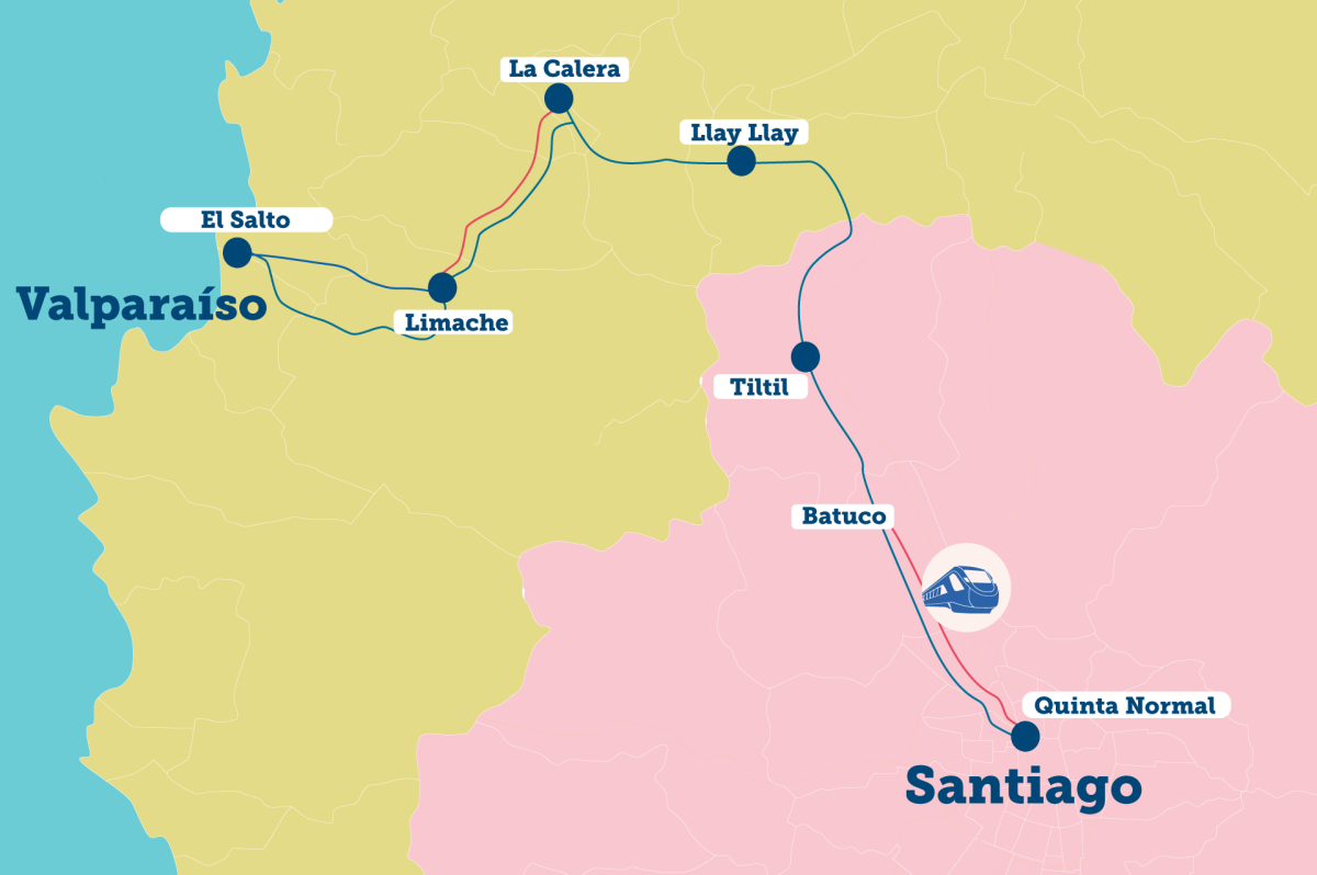 Anuncian trazado del tren Santiago-Valparaíso: operaría desde 2030 y ...