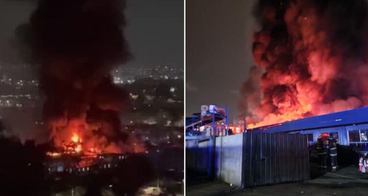 un incendio en macul generó una enorme columna de humo.