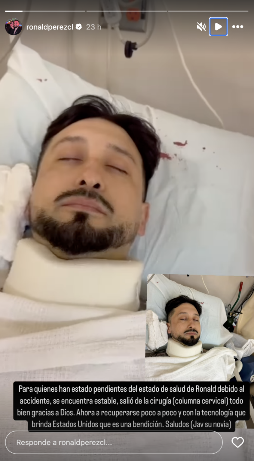 Ronald Pérez, ex participante de 'Rojo', sufrió grave accidente en Miami