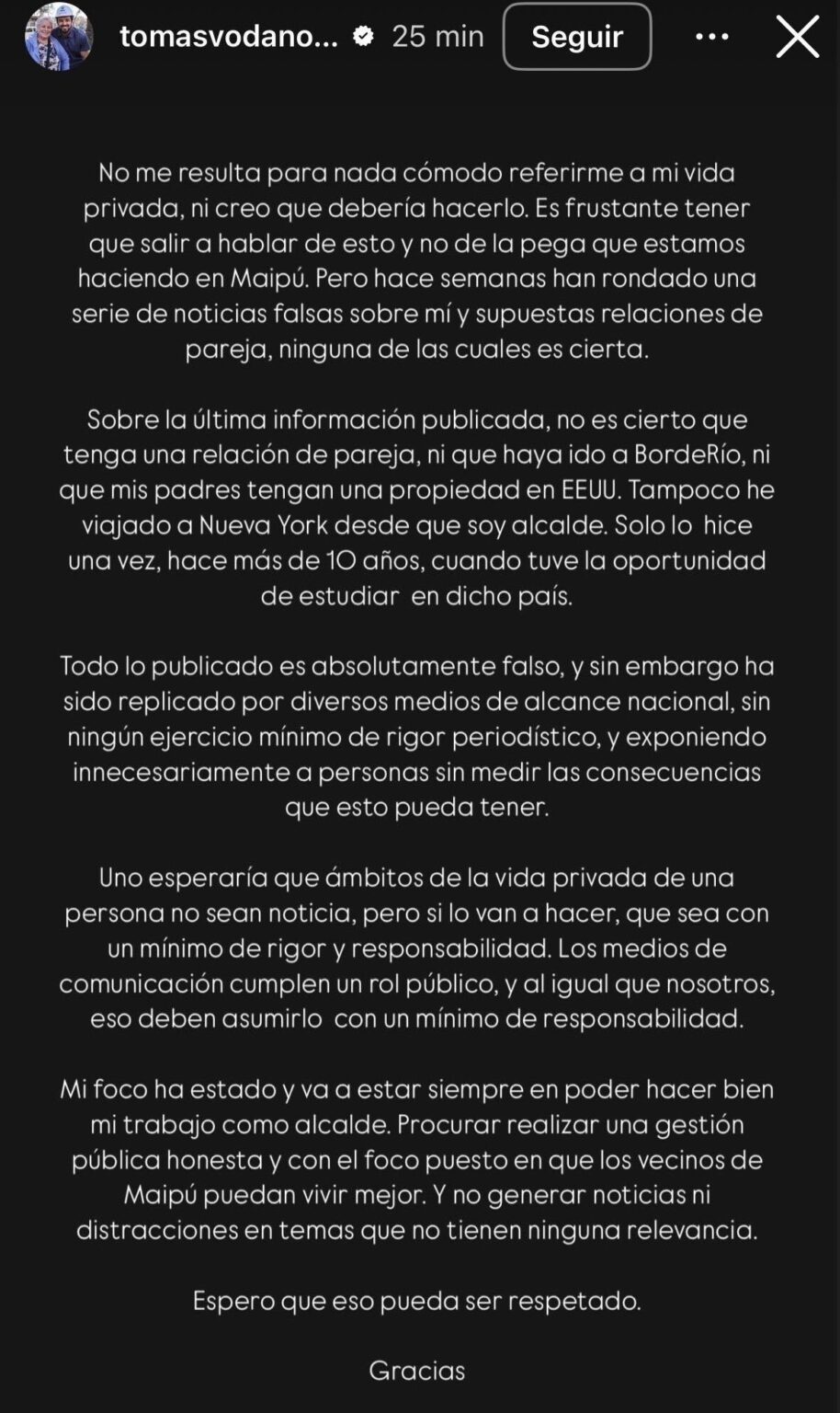 Tras rumores de supuesta nueva pareja: Tomás Vodanovic desmintió estar en una relación ...