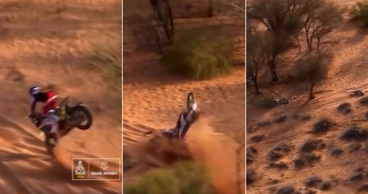 Se dio vuelta y siguió corriendo: Dakar capta peligrosa caída de Nacho ...